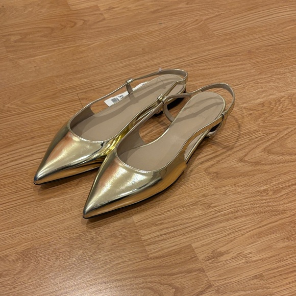 Theory | Shoes | Theory Metallic Gold Slingback Flats | Poshmark